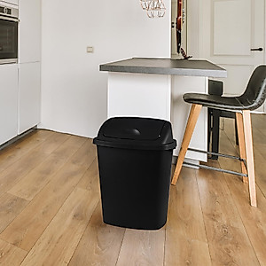 Obstnny 10 Gallon Plastic Swing Top Garbage Can Set of 4, Large Trash Can for Kitchen, Garden, Campus, Black