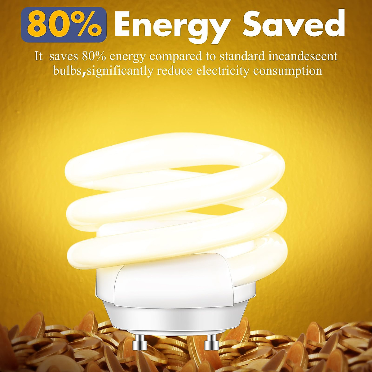 Rossesay 2 Pack 18 Watt Spiral GU24 CFL Light Bulbs, 2700k Soft White 2 Prong Twist and Lock Base Light Bulb, 1000 Lumen Compact Fluorescent Bulbs