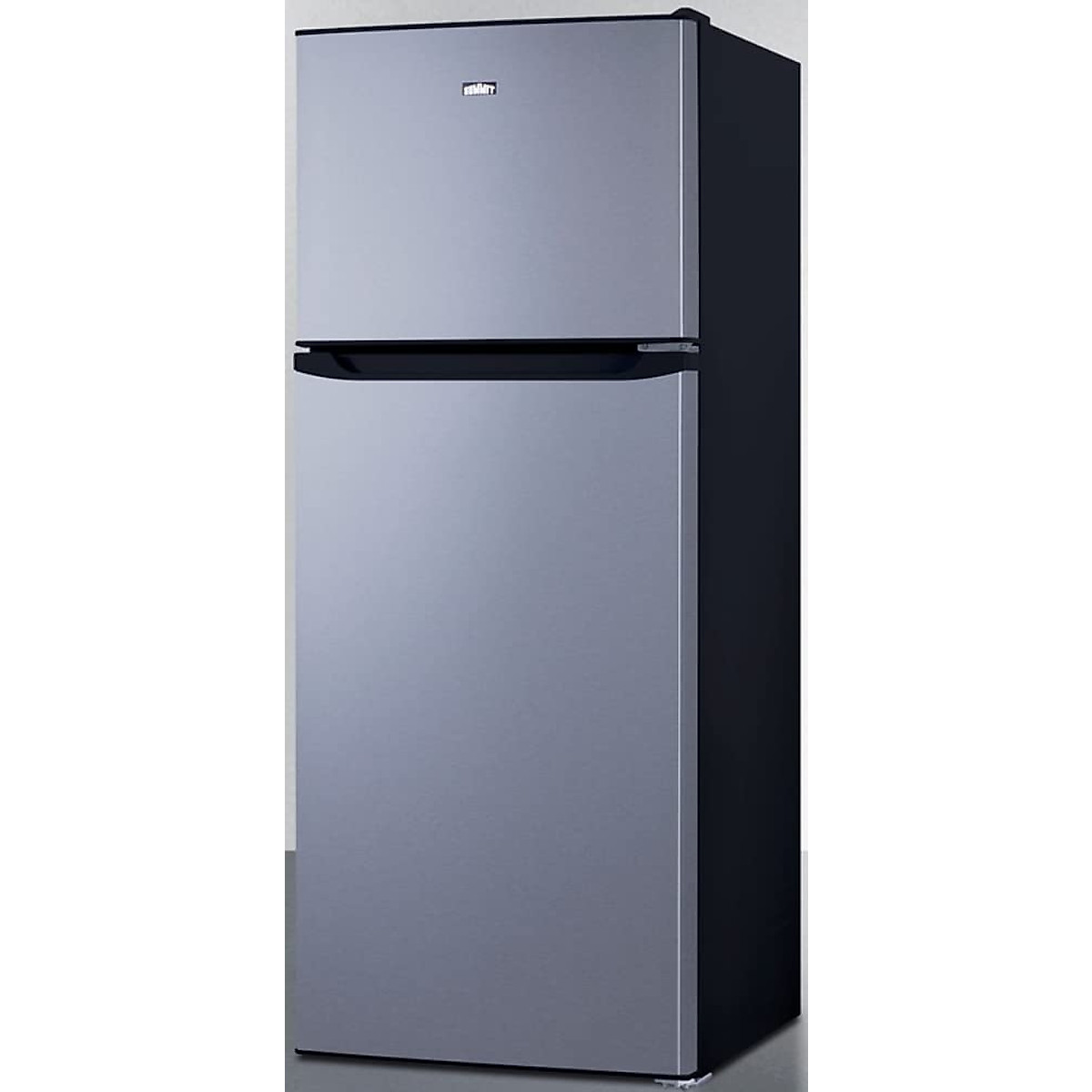 Summit Appliance FF1293SSIM 24" Wide Top Mount Frost-Free Refrigerator-Freezer with Icemaker in Stainless Steel Look, Black Cabinet, Adjustable Thermostat, Door Storage, Interior LED Lighting
