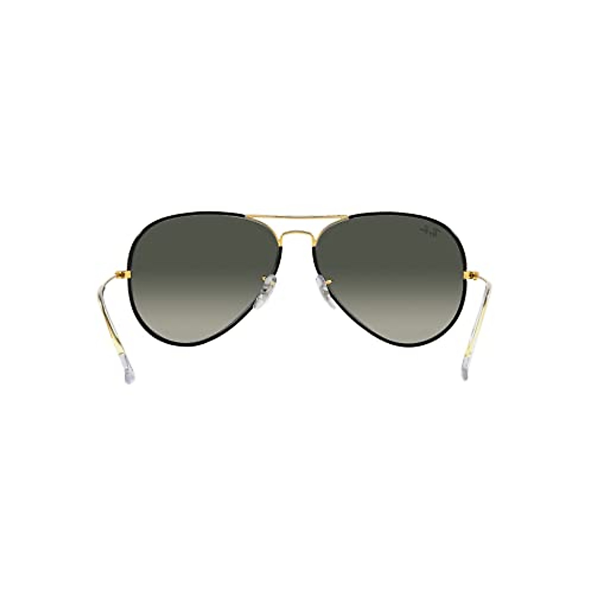 Ray-Ban RB3025JM Classic Full Color Metal Aviator Sunglasses, Black On Legend Gold/Grey Gradient, 58 mm