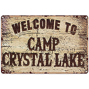 Camping Art Decor Vintage Summer Camping Metal Sign Decor Vintage Sign for Indoor Outdoor Farmhouse Coffee Shop 12x8 inch (White-382)