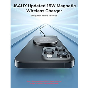 JSAUX Magnetic Wireless Charger 2-Pack Fast Magsafe Charger Compatible with MagSafe Charger, iPhone 15/15plus/15 Pro/15 Pro Max/iPhone 14 Plus/14 Pro Max, iPhone 13 12 Mini Mag Charger Airpods Black