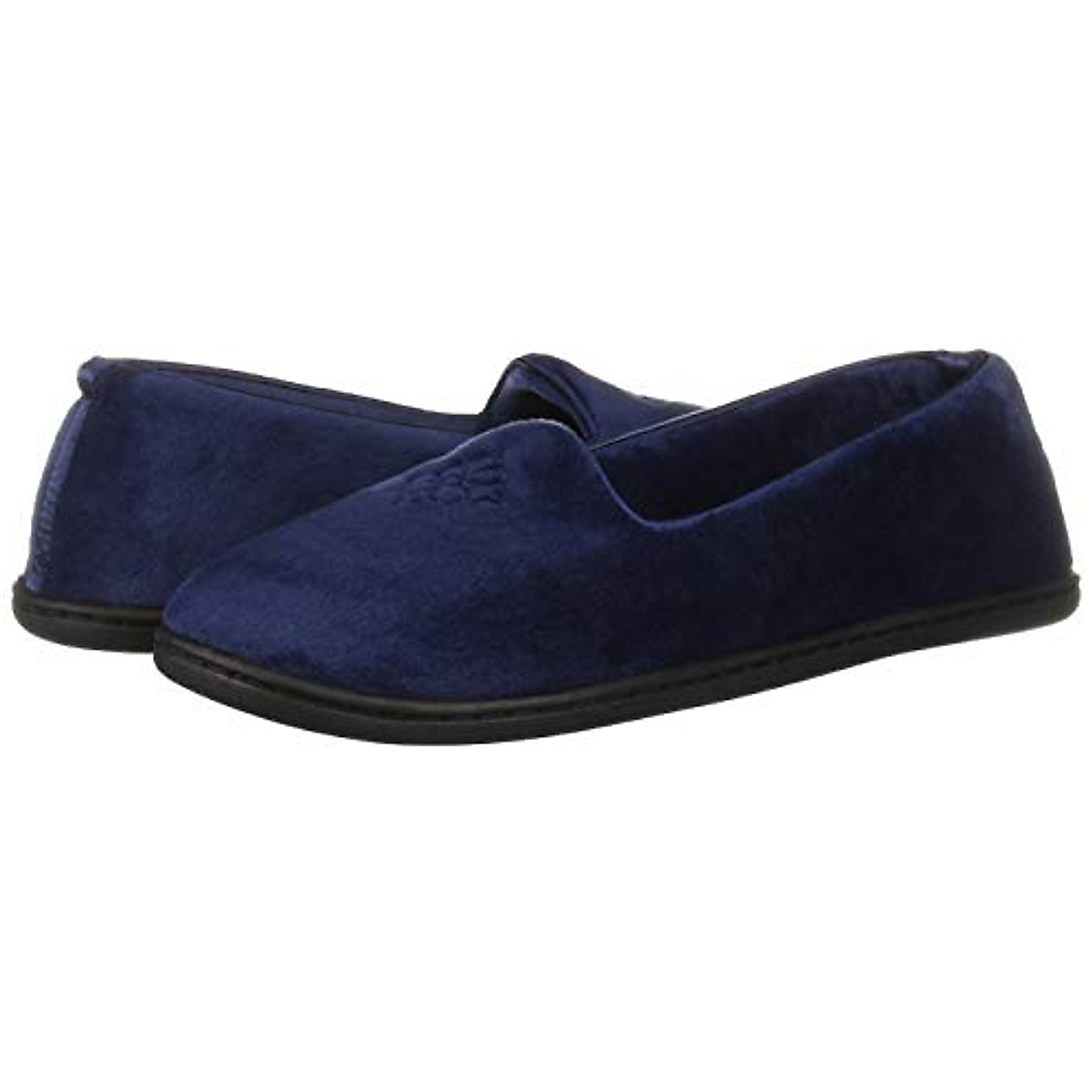 Dearfoams Women's Rebecca Lightweight Cozy Memory Foam Closed Back Slipper with Wide Widths, Peacoat, 9-10