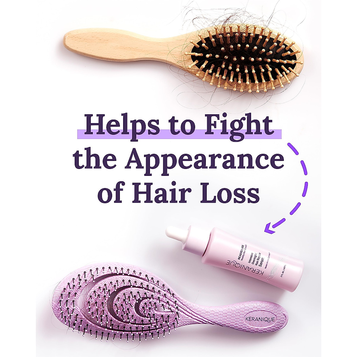 Keranique Overnight Hair Serum - Improves Growth Conditions for Thinning Hair - Hydrates Frizzy and Damaged Hair - Keratin Enriched for Women - 2 oz