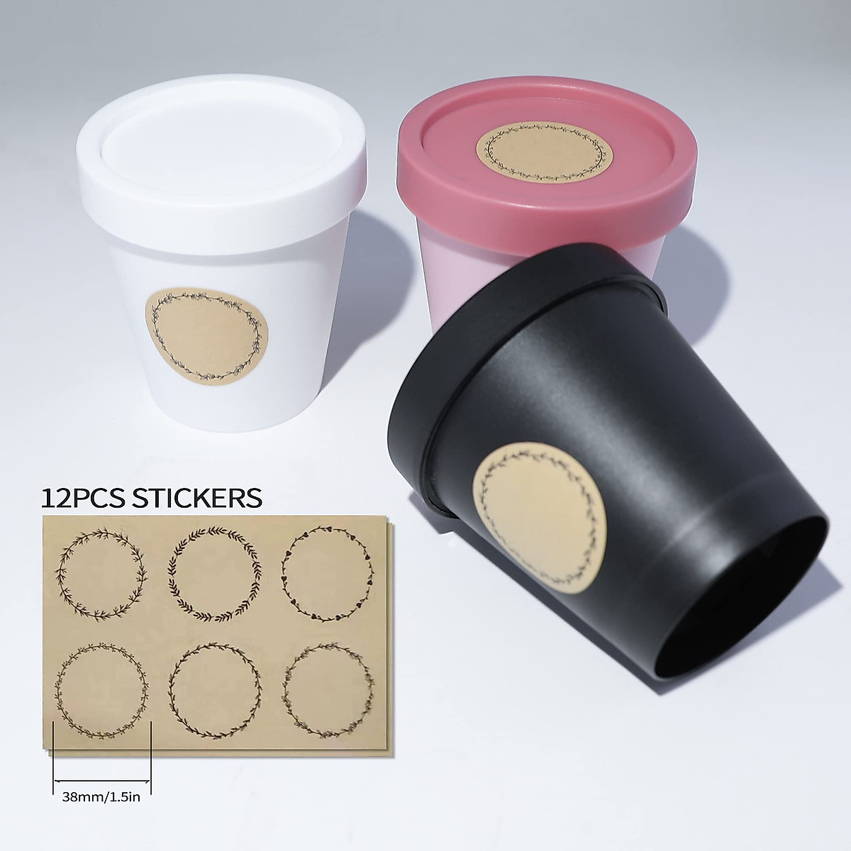 LONGWAY 7 oz/200ml Empty Slime Containers Plastic Jars with Lids for Beauty Products, DIY Slime Making or Travel Storage MakeUp (12 Pack, Black)