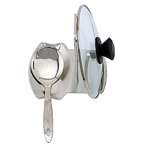 Richohome Stainless Steel Lid and Spoon Rest Pan Pot Cover Lid Rack Stand Spoon Rest Pan Lid Organizer Storage Soup Spoon Rests Kitchen Utensils Holders - 2 Pack