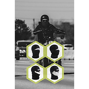 Balaclava Face Mask Adjustable Windproof UV Protection Hood (Black)