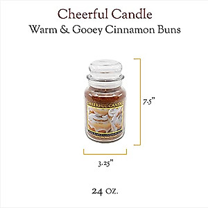 A Cheerful Giver - Warm & Gooey Cinnamon Buns Scented Glass Jar Candle (24 oz) with Lid & True to Life Fragrance Made in USA