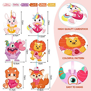 Gersoniel 24 Sets of Valentines Day Craft Kits Valentines Ornament DIY Animals Crafts Valentine DIY Ornaments Stickers for Kids Valentine Class Game Activities and Valentines Day Decorations,6 Styles