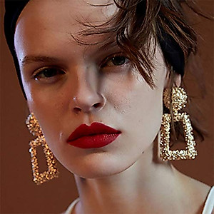 Doubnine Rectangle Geometric Metallic Earrings Indiana Boho Dangle Modern Earrings Wedding Bridal Jewelry for Women