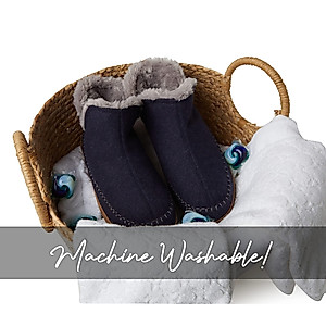 Dearfoams Alpine Men's Brixen Boot Slipper, Navy Heather, Large