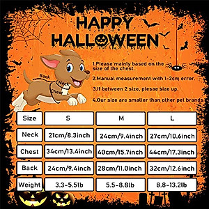 SGQCAR 4Pieces Dog Halloween Shirts Soft Cotton Ghost Skeletons Dog T-Shirt Funny Pet Pumpkin Head Costume for Small Dogs Puppy Cosplay Apparel (Pumpkin, Large)