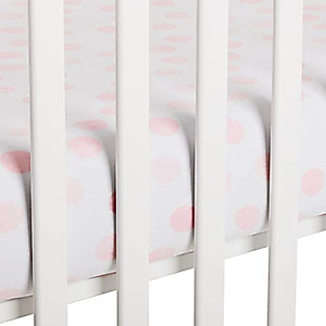 Andi Mae Crib Sheet - Watercolor Pink Dots - 100% Jersey Cotton - Fits Standard Crib or Toddler Mattresses