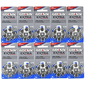 60 Rayovac Extra Mercury Free Hearing Aid Batteries Size: 675
