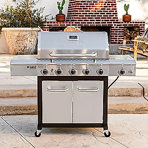 Nexgrill Deluxe 5-Burner Propane Barbecue Gas Grill with Side Table and Ceramic Searing Side Burner, 771 sq. in., 75000 BTUs, Black, Outdoor Cooking, Patio, Barbecue Grill, 720-1046A