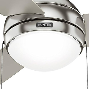 Hunter Fan 44 inch Brushed Nickel Indoor Ceiling Fan with LED Light and Pull Chain for Bedroom, Living Room, Office, Basement, Kitchen (Renewed)