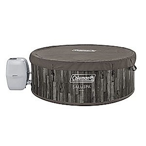 Coleman Napa SaluSpa 2-7 Person Inflatable Round Outdoor Hot Tub Spa with 180 Soothing AirJets, 2 Filter Cartridges, and Insulated Cover, Gray Wood