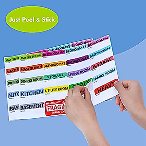 500 pcs 20 Designs Pre-Printed Color-Coded Home Moving Packing Box Labels with Writable Notes Areas, Each Measures 2” x 3”