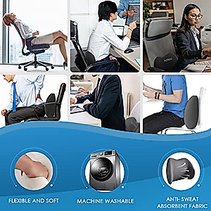 Achiou Lumbar Support Pillow for Office Chair Car Seat Orthopedic Chair, Memory Foam Pad and Back Cushion for Back Pain Relief, Versatile Use Supportive Cushion with Breathable 3D Mesh