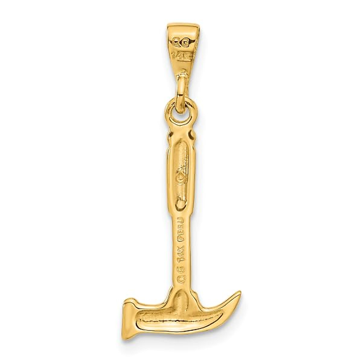 IceCarats 14K Yellow Gold Hammer Necklace Charm Pendant 30mm x 10mm Only