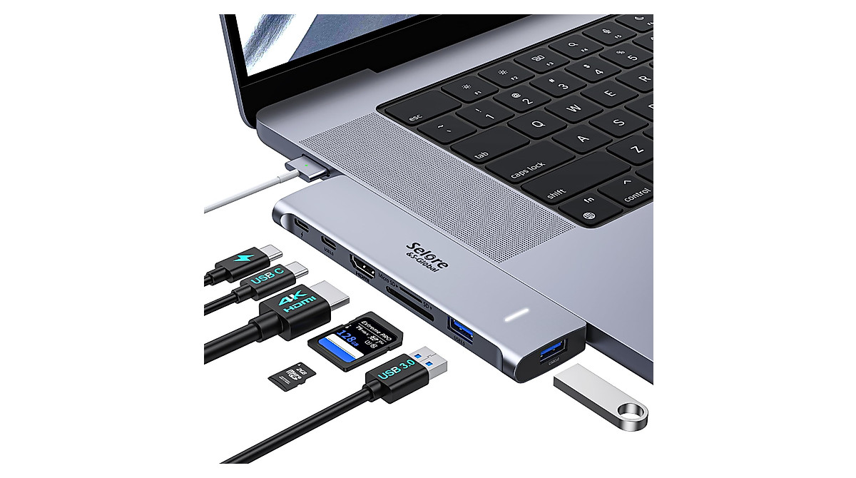 USB C Adapter HDMI Hub for MacBook Pro & Air 7-in-2
