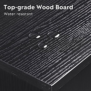 DEVAISE Rolling File Cabinet, Wood Storage Cabinet with Dual Doors, Large Printer Stand on Lockable Wheels for Home Office, Black