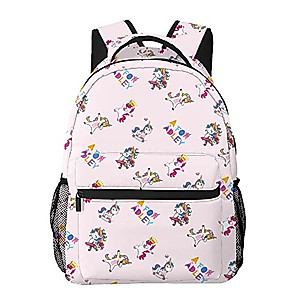 hgxim Pink School Backpack Pattern Lightweight Leisure Bag 3d Printing Large Capacity Pattern Leisure Bag Travel
