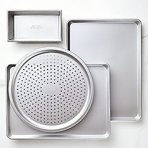 Anolon Pro-Bake Aluminized Steel Bakeware Set, Includes Cookie Pans, Loaf and Pizza Pan, 4 Piece - Silver
