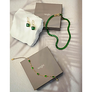 Tennis Bracelets for Women, Tennis Bracelet, Green Bracelet, Emerald Jewelry, 18K Gold Plated Emerald Green Bracelets for Women by SNGIA, Amethyst Bracelet, Green Bracelet, Gold Tennis Bracelet,