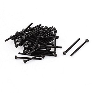 uxcell M2 x 25mm Alloy Steel Hex Bolt Socket Head Cap Machine Screws Black 50 Pcs