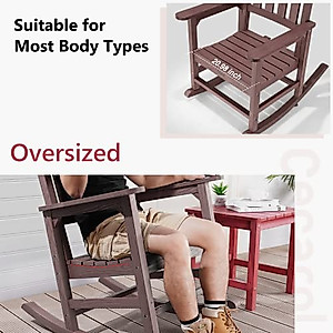 Cecarol Oversized Wood Grain Outdoor Chair, All Weather Rocking Chair Outdoor with High Back Front, Rocker Chair for Outdoor, Balcony and Porch Furniture, Coffee-PRC01