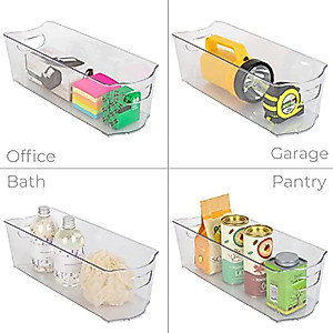 Smart Design Stackable Refrigerator Organizer Bins for Fridge Storage – Clear, 6 x 16 in., Set of 8 – Fridge Organization and Storage Bins with Handles for Easy Living – BPA-Free Plastic