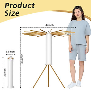 MYXLINK Octopus Clothes Drying Rack Foldable,Space Saving Tripod Laundry Drying Rack Clothing with 16 Poles, Perfect for Indoor,Outdoor,Balcony,RV and Traveling (Wooden)