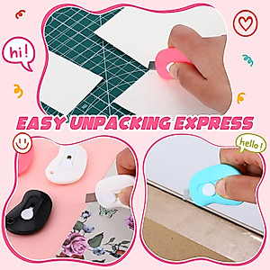 48 Pcs Mini Retractable Utility Knife Cute Style Box Cutter Back to School Supplies Portable Utility Pocket Knife Opener Letter Openers for Students Office School Class Stationery DIY Crafts