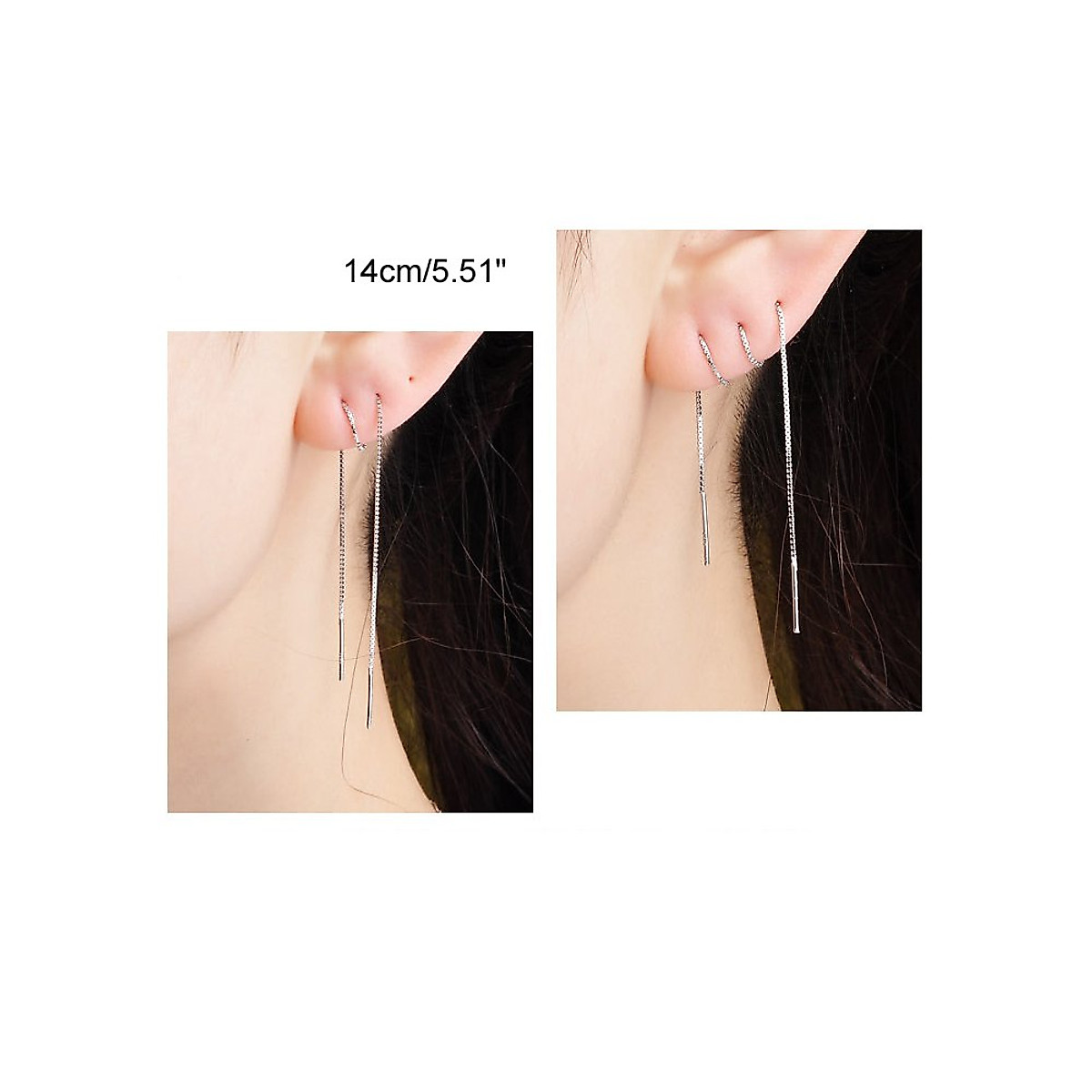 Sterling Silver Tassel Threader Drop Earrings