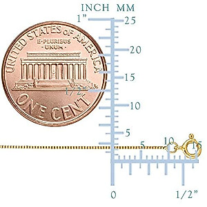 Jewelry Affairs 10k Solid Real Gold Mirror Box Chain Necklace, 0.45mm (18 Inches, Yellow Gold)