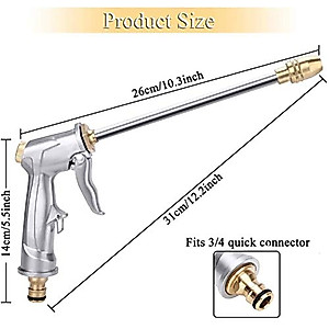 Water Jet Power Washer High Pressure Spray Nozzle Gun, 2-in-1 Sprayer for cleaning Glass Windows,Dual High Pressure Washer Car Washing Wand, Garden Water Hose Sprayer Nozzle (US in Stock) (Silver)