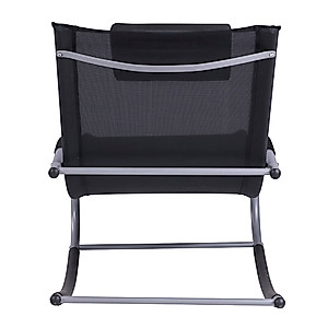 Outsunny Zero Gravity Rocking Chair Outdoor Chaise Lounge Chair Recliner Rocker with Detachable Pillow and Weather-Resistant Fabric for Patio, Deck, Pool, Black