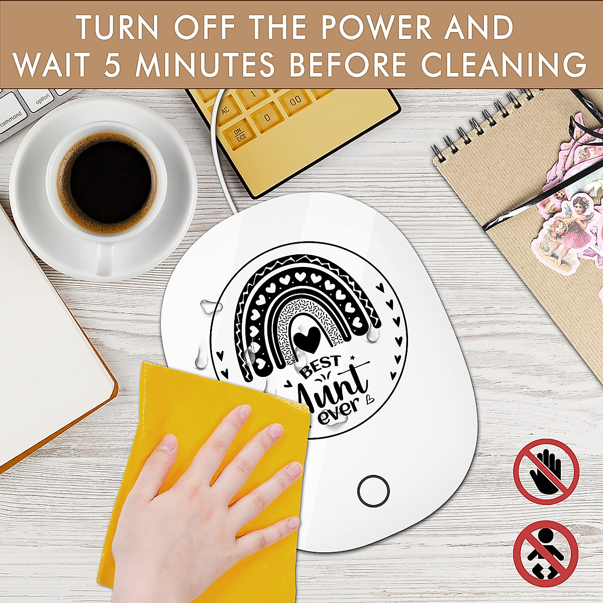 Aunt Gifts, Gifts for Aunt Mothers Day, Best Aunt Ever Gifts from Niece/Nephew, Birthday Gift for Aunt, Smart Warmer Thermostat Coaster with Mug, Beverage Warmer Maintain Temperature 120℉-140℉