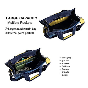 JQAliMOVV The Tote Bags for Women - Personalized Denim Tote Bags Top-Handle Crossbody Tote Bag Handbag for Travel Work Shopping (Blue L)