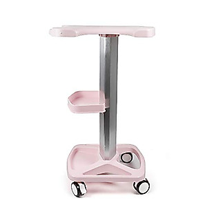 Beauty Trolley Cart with Wheels, Aluminum Alloy Salon Spa Rolling Trolley Cart, Esthetician Metal Trolley Cart for Beauty Salons Health Salons Hairdressers Load 33Lbs (Pink)
