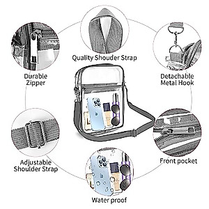 GXXYLGS Clear Purses for Women Stadium Clear Bag Clear Bag Stadium Approved Clear Purse Clear Stadium Bag Clear Crossbody Bag Stadium Bag Concert Bag Clear Crossbody Bag Stadium Approved (grey)
