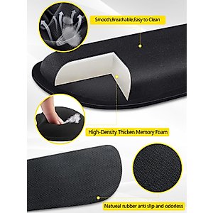Kalolary 3Pcs Black Acrylic Tilted Computer Keyboard Holder with Mouse & Keyboard Wrist Rest Pad, Computer Keyboard Stand Set for Easy Ergonomic Typing for Office Desk, Home, School