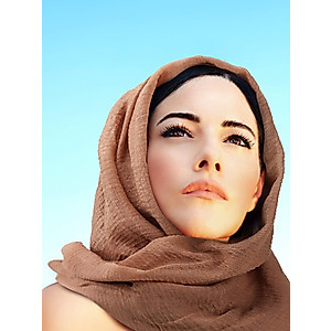 Geyoga 6 Pcs Women Scarf Shawl Hijab Scarfs Cotton Blend Crinkle Scarf Wrap Head Scarf for Seasons (Stylish Colors)