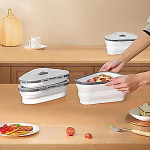 Pizza container, Silicone pizza container, 5 plate pizza container, Reusable pizza storage, Expandable pizza container