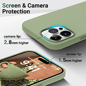 AOTESIER Compatible with iPhone 14 Pro Max Case, [Food Grade Silicone] [Military Drop Protection] with Anti-Scratch Lining Protective Phone Case for 14 ProMax, 6.7 inch, Tea Green