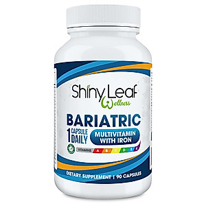 Shiny Leaf Daily Bariatric Multivitamin with 45 mg of Iron 90 Ct Capsule for Post Weight Loss Surgery (WLS), Sleeve, and Mini Gastric Bypass Patients (3 Months Supply)…