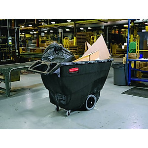 Rubbermaid Commercial Products Tilt Dump Truck, 1250 lbs 1 Cubic Yard Heavy Load Capacity with Wheels, Trash Recycling Cart, Black