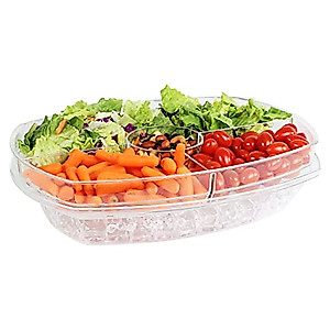 7Penn Acrylic Appetizer Serving Tray - 4 Compartment Transparent Chilled Serving Platter with Flip-Over Ice Tray Lid