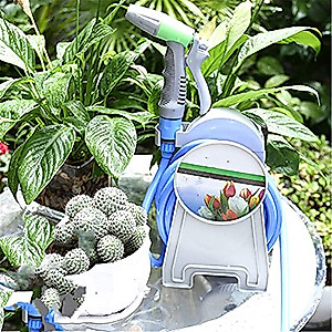 Wall Mounted Hose Holder Watering Hose Car Car Wash Water Gun Household Gardening Watering Storage Hose Reel Cast Iron (Color : Blue, Size : One Size)